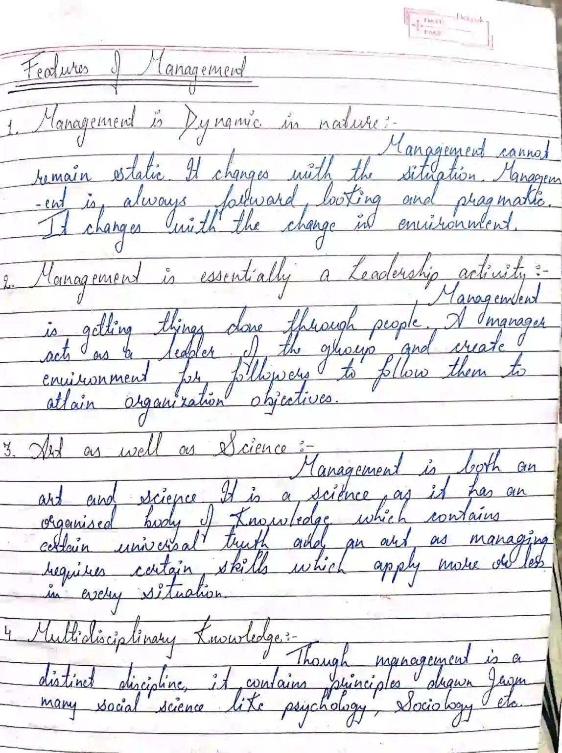 Principles of management notes images | POM handwritten notes