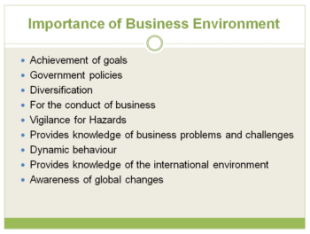 Importance of business environment